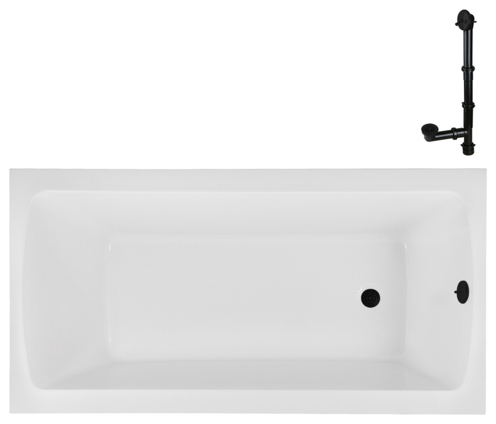 Streamline 72 in. x 36 in. Acrylic Drop-In Bathtub, Matte Black ...