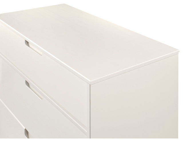 3-Drawer Groove Handle Wood Dresser, White - Midcentury - Dressers - by ...