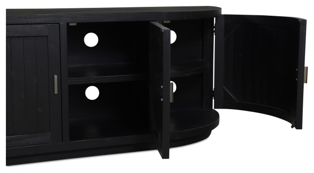 Nicola Black Reclaimed Pine Media Cabinet, 71W x 23D x 18H ...