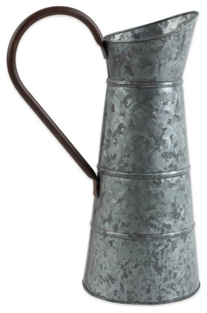 DII 8" Modern Style Galvanized Metal Pitcher in Silver Finish ...