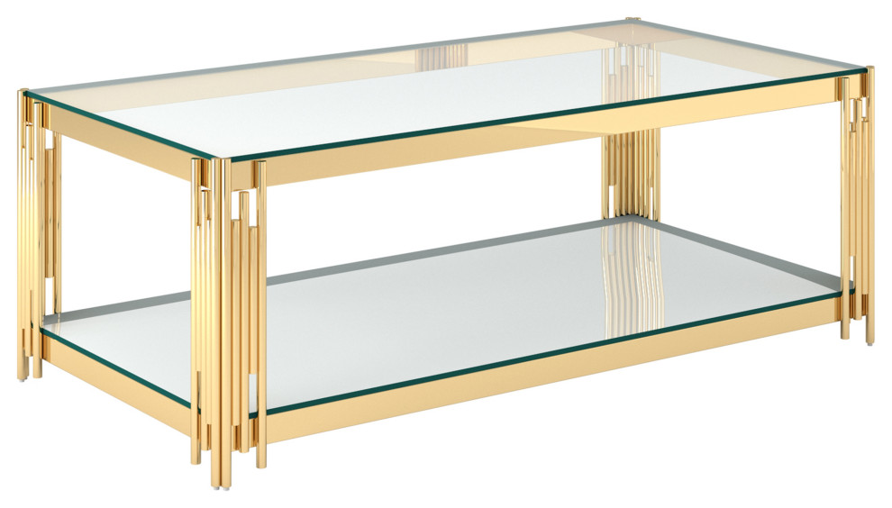 Contemporary Metal and Glass Rectangular Coffee Table - Contemporary ...