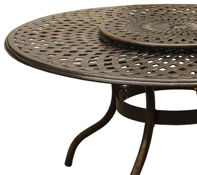 Contemporary Outdoor Dining Table, Lattice Design With Lazy Susan ...
