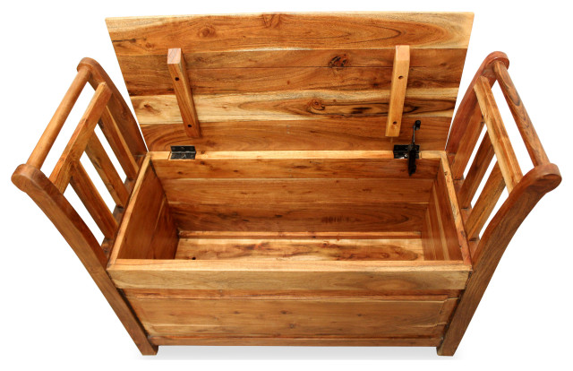 Winged Natural Storage Bench - Rustic - Accent And Storage Benches - by ...