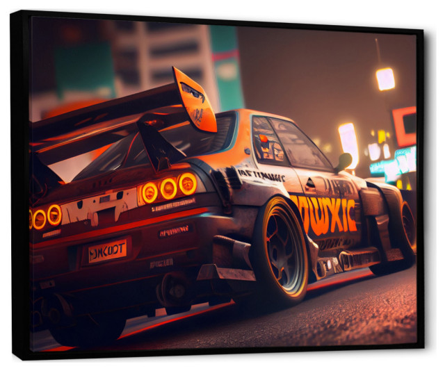 Tunning Car Drifting In Toyko V Framed Canvas, 32x16 - Contemporary ...