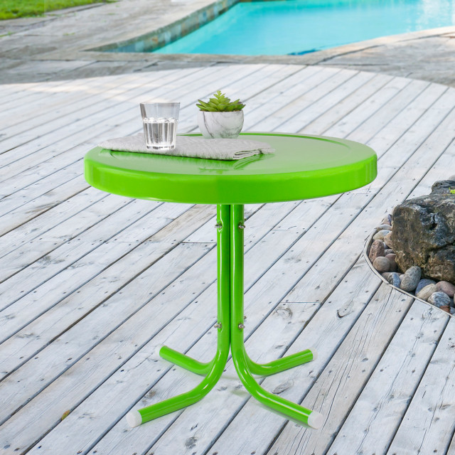 22" Outdoor Retro Tulip Side Table Lime Green - Contemporary - Outdoor ...