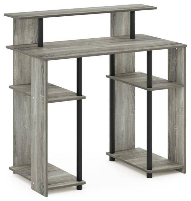 Furinno Jaya Simple Design Computer Writing Desk, French Oak Gray/Black ...