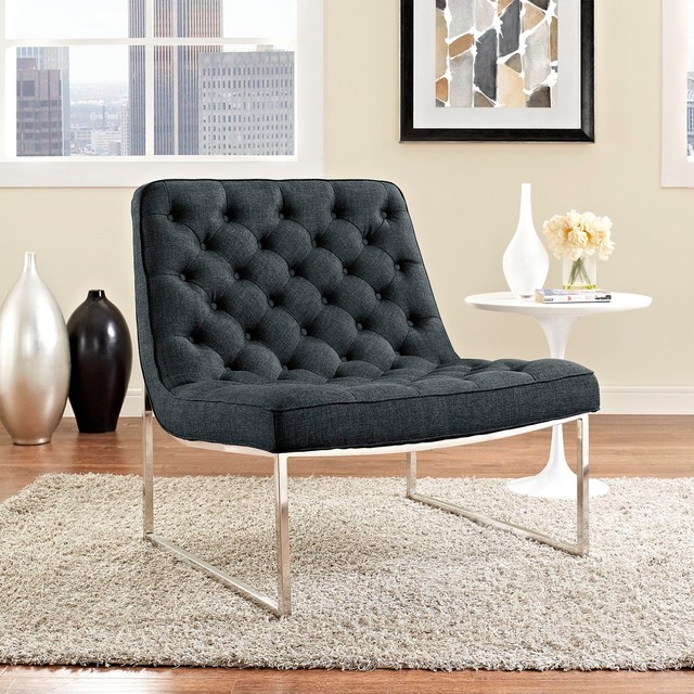 Modern Contemporary Urban Design Living Lounge Chair, Gray Gray, Fabric ...