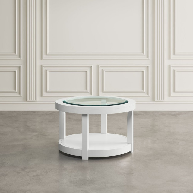 Urban Icon Contemporary Round Glass Inlay Coffee Table - Contemporary ...