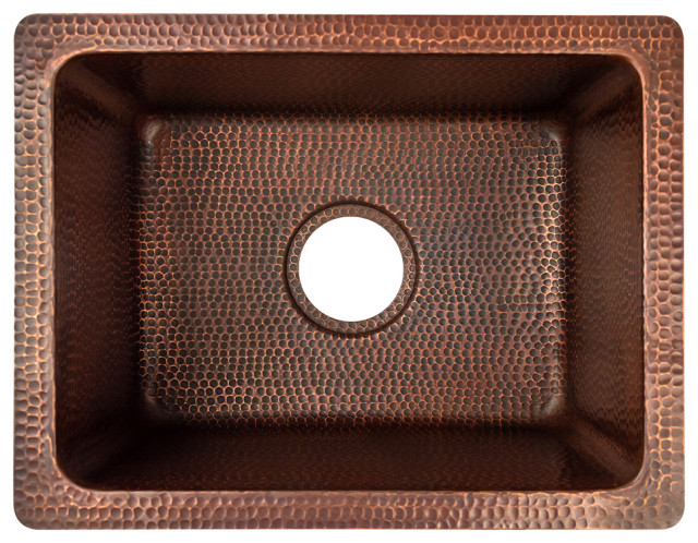 17" Rectangle Hammered Copper Bar/Prep/Laundry/Utility Sink with ...