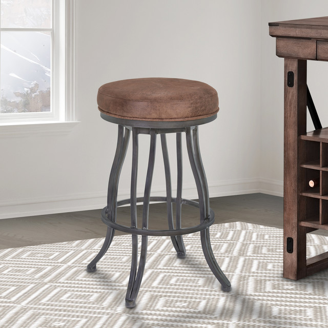 Ventura Mineral Metal Swivel Backless Bar Stool, Bandero Tobacco ...