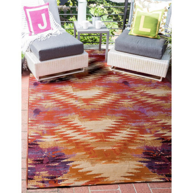 Rug Unique Loom Outdoor Modern Red Rectangular 2'2x3'0 - Contemporary ...