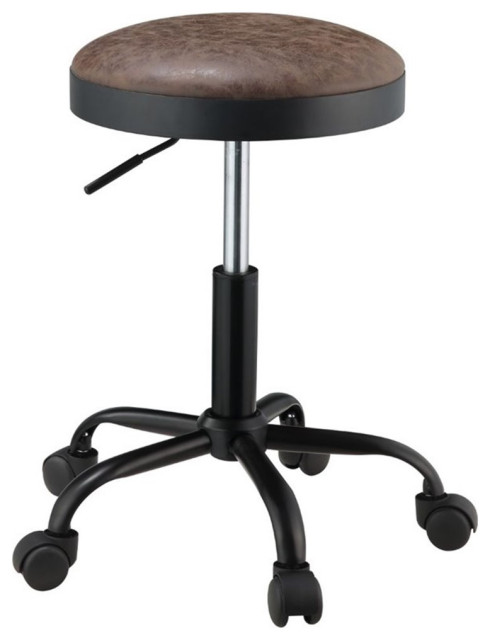 ACME Ouray Faux Leather Adjustable Stool, Vintage Mocha and Black, Set ...