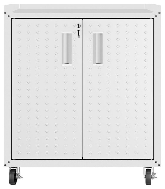 Fortress 31.5" Mobile Garage Cabinet With Shelves, White - Garage And ...