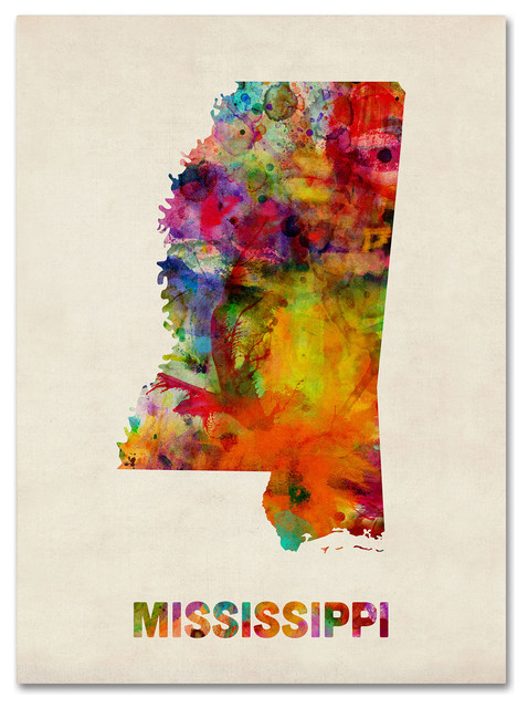 'Mississippi Map' Canvas Art by Michael Tompsett, 14" x 19 ...