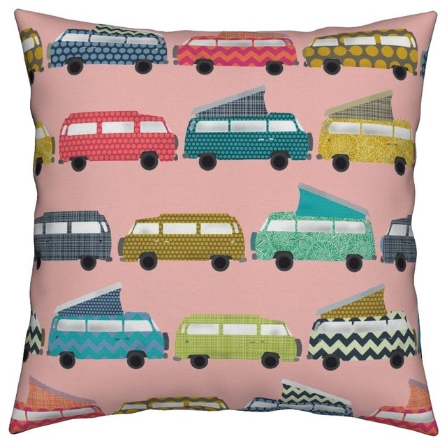 Hippie Bus Geometric Chevron Nursery Camper Throw Pillow - Contemporary ...