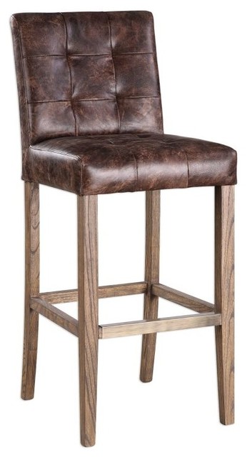 Uttermost Julian Tufted Bar Stool - Transitional - Bar Stools And ...