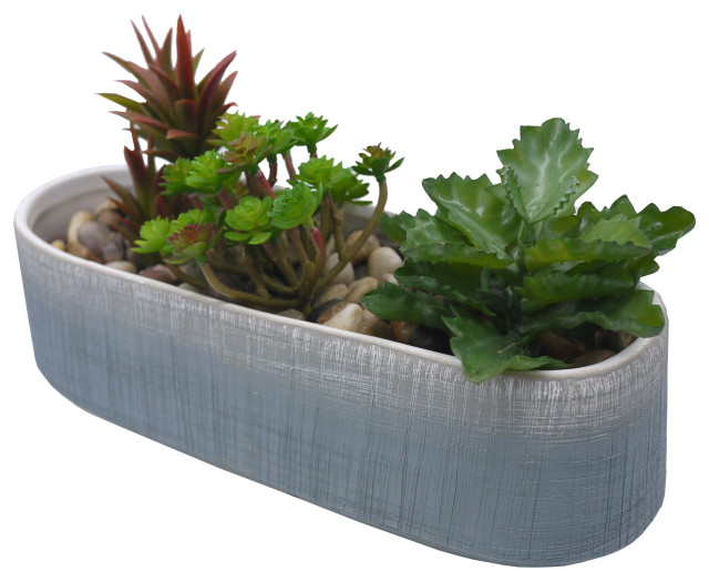 Blue Two Toned Ombre Ceramic 7" Planter - Contemporary - Indoor Pots ...