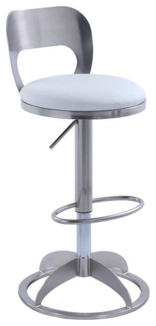 Oval Metal-Back Adjustable Height Stool, Brushed Nickel - Contemporary ...
