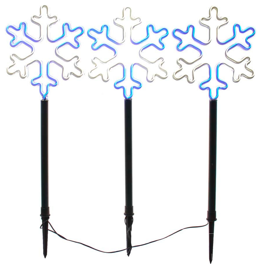 26" Multi-Color LED Snowflake Yard Stake Set, 26" - Contemporary - Path ...