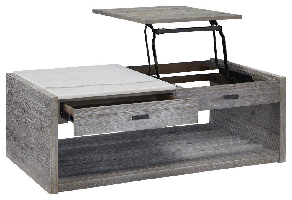 Moonbeam Marble Top Lift-Top Cocktail Table in Moonlit Gray ...