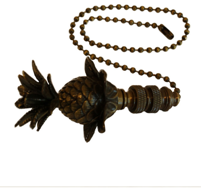 Blooming Pineapple Ceiling Fan Pull, 3"h with 12" Antiqued Brass Chain ...