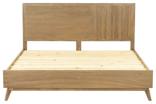 Modrest Claire 63x84" Contemporary Solid Acacia Wood Queen Bed in Walnut - Midcentury - Platform ...