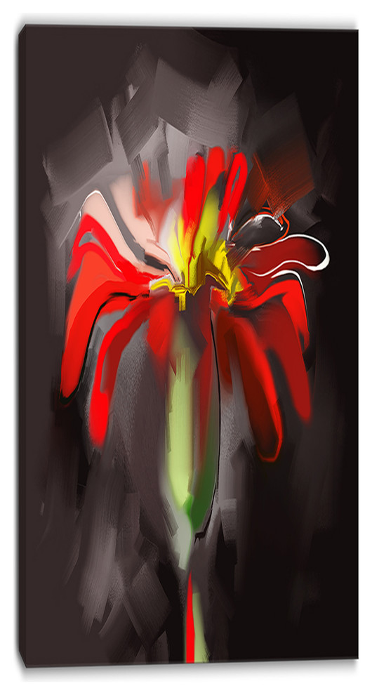 "Abstract Red Flower" Floral Art Print on Canvas, 16"x32 ...