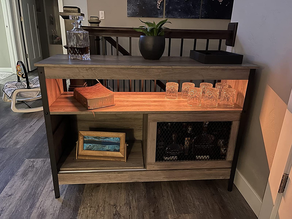 Modern Farmhouse Kitchen Ideas - Buffet Cabinet with Light Strips ...