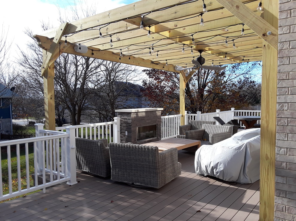 Timber Tech Deck Design with Pergola and Fireplace - Traditional ...