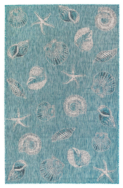 Carmel Shells Indoor/Outdoor Rug, 7'10"x9'10" - Beach Style - Outdoor ...