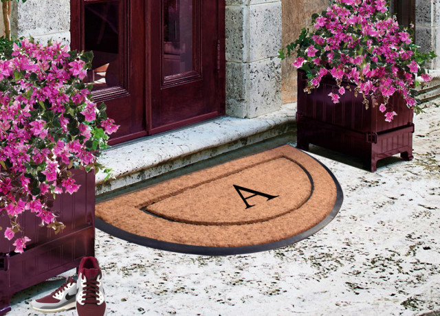 A1HC Natural Coir & Rubber Large Monogrammed Door Mat, 30"x60 ...