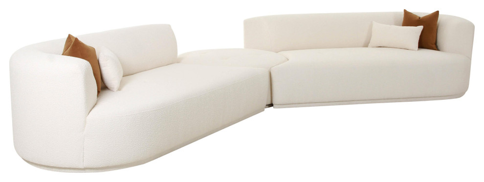 Fickle Cream Boucle 3-Piece Modular Sectional - Transitional - Living ...