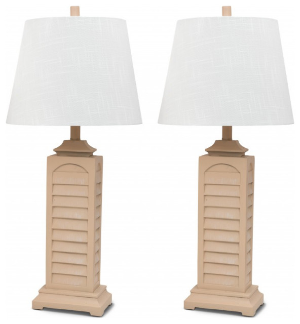 Set of 2 Yellow Beige Shutter Styled Table Lamps - Transitional - Lamp ...