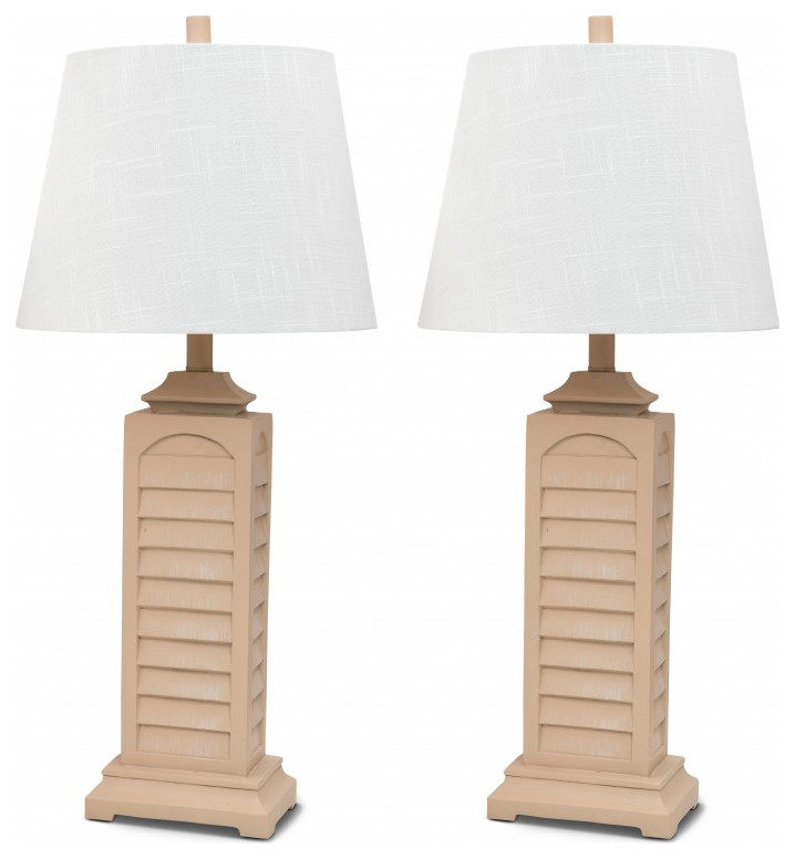 Set of 2 Yellow Beige Shutter Styled Table Lamps - Transitional - Lamp ...