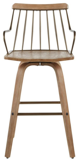 White Washed Wood, Antique Copper Metal Preston Counter Stool ...