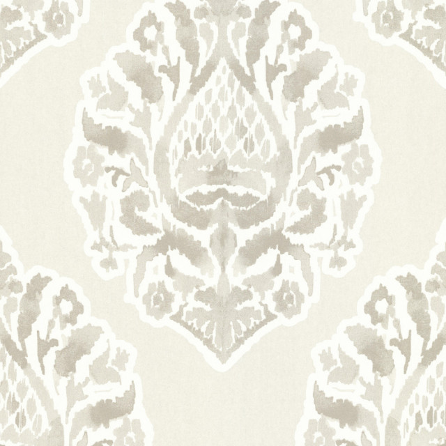 Kavala Light Gray Damask Wallpaper, Sample - Mediterranean - Wallpaper ...