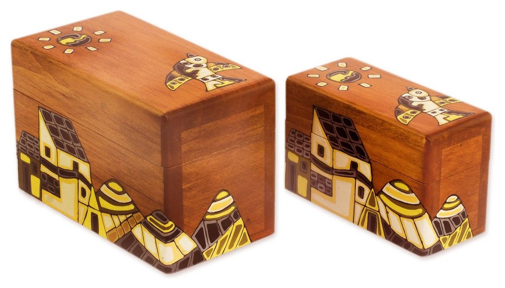 Over The Village Wood Mini Decorative Boxes, 2-Piece Set - Contemporary ...