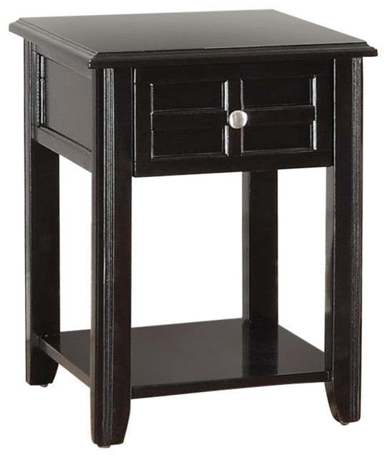 Wooden Chairside Table With Open Bottom Shelf, Espresso Brown ...