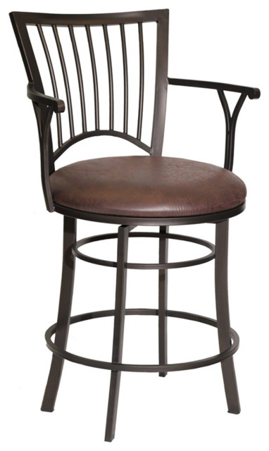 Bayview Metal Swivel Counter Stool with Coach Brown Microsuede Seat ...