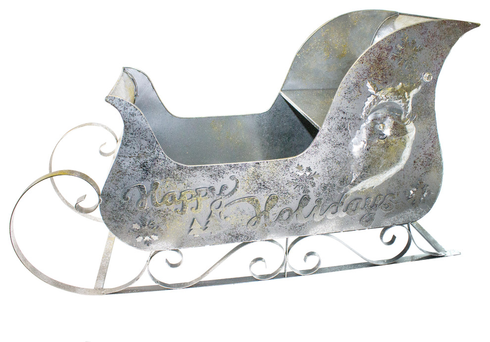24" Gold Metal Sleigh - Traditional - Holiday Accents And Figurines ...