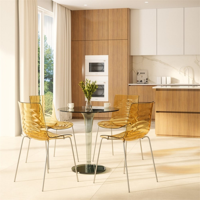 LeisureMod Astor Rain Drop Design Dining Chair in Transparent Orange ...