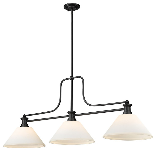 Melange 3-Light Island Pendant, Matte Black - Traditional - Kitchen ...