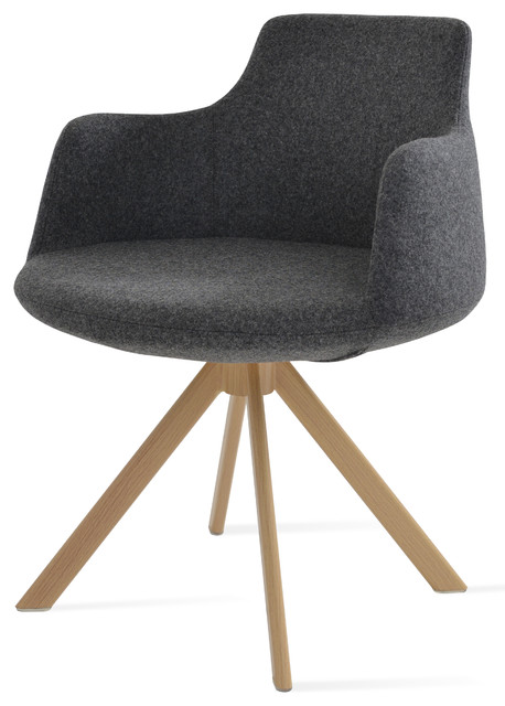 Dervish Sword Chair, Natural Veneer Steel Base, Cany Apple Red Camira ...