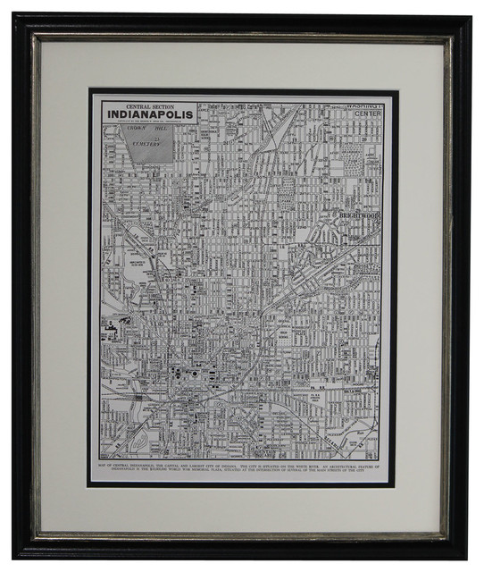 Vintage Indianapolis Map, Framed Original Indianapolis Map- Authentic ...