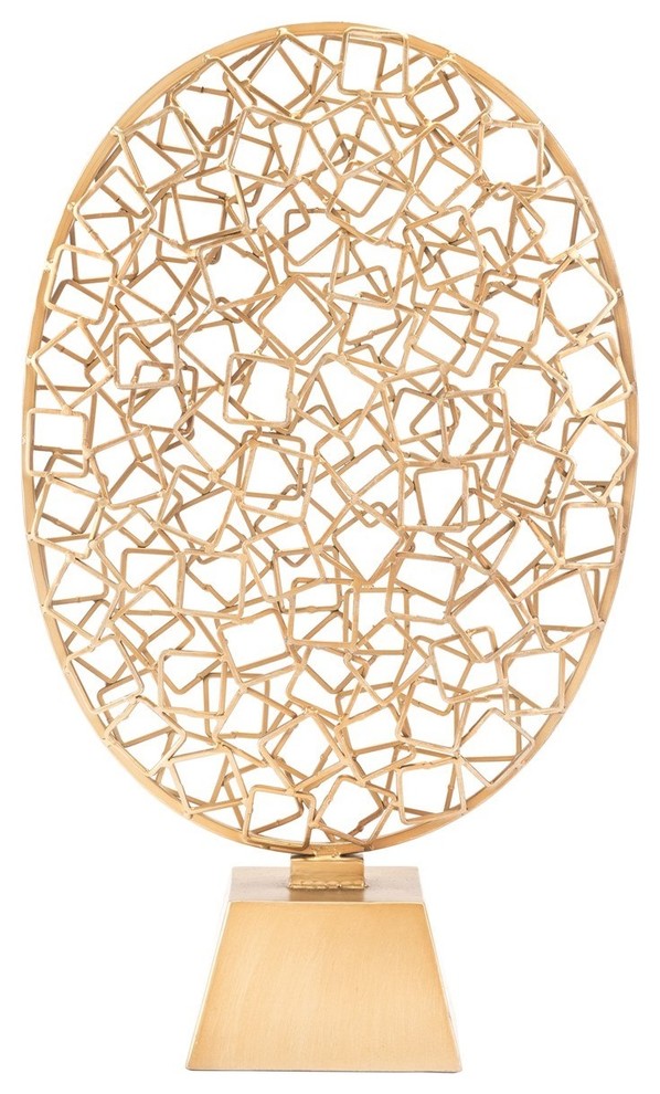 Modern Contemporary Accent Decor Figurine Figure, Gold, Steel Metal ...