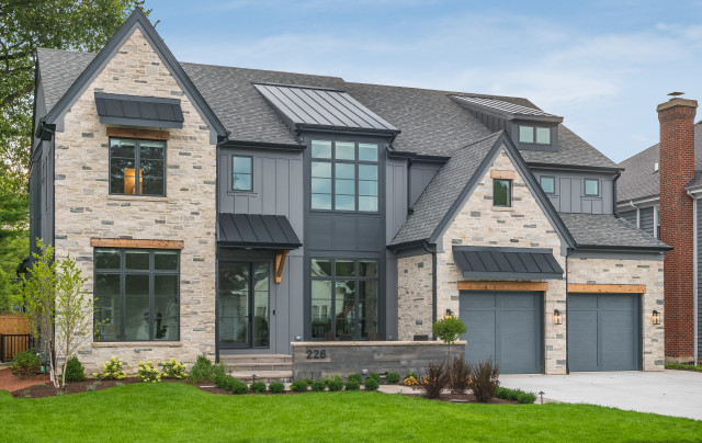 Modern Stone and Siding Farmhouse - Farmhouse - Exterior - Chicago - by ...