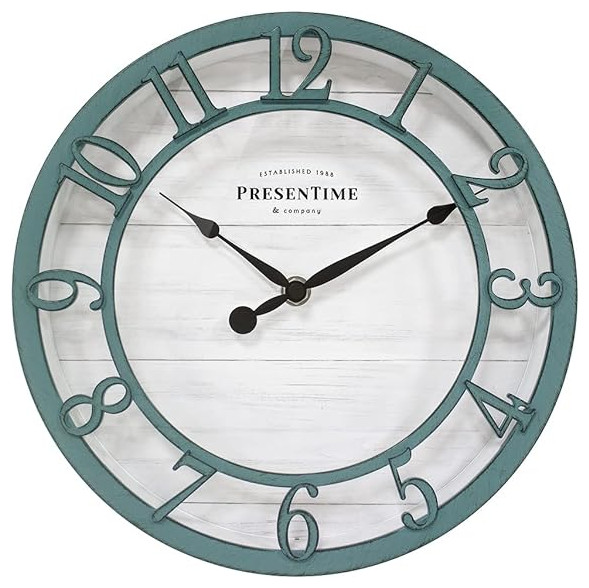 10" Farmhouse Series Wall Clock, Shiplap Style, Silent No Ticking ...