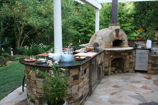 Outdoor Kitchen and Pizza Oven, Built in Grill - Traditional - Patio ...