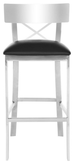 Con Roc 39'' Stainless Steel Cross Back Bar Stool, Black, Set of 2 ...