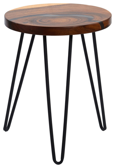 Round Epoxy Resin & Wood Side Table - Contemporary - Side Tables And ...
